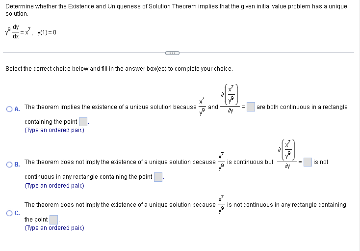 Solved Determine whether the Existence and Uniqueness of | Chegg.com