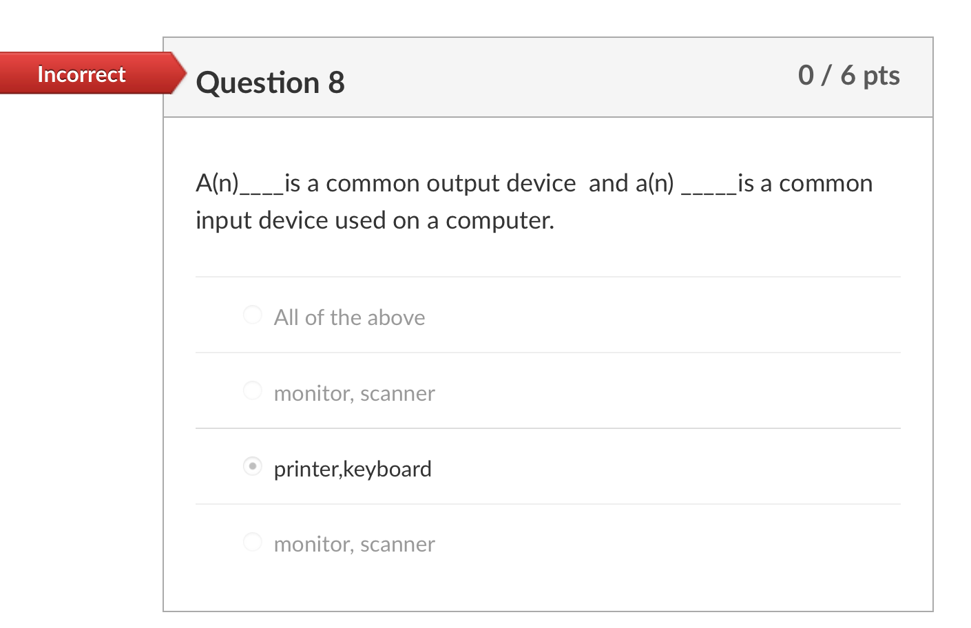 Solved A(n)_is a common output device and a(n) is a common | Chegg.com