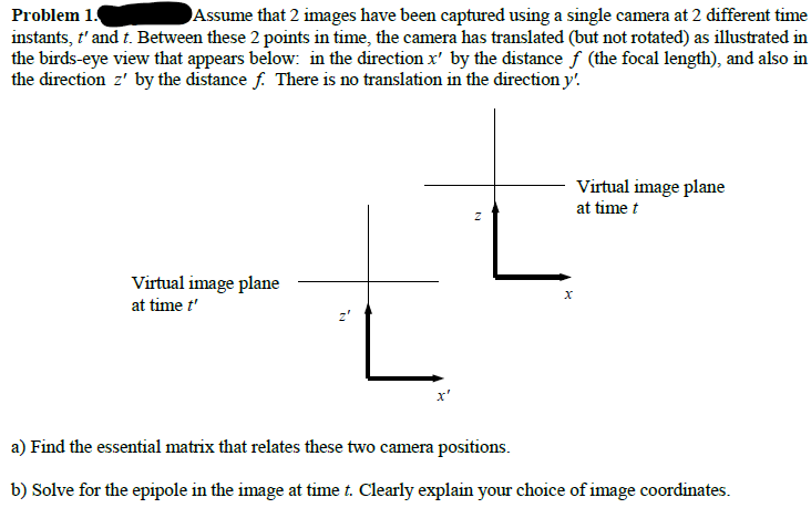 Problem 1. Assume that 2 images have been captured | Chegg.com