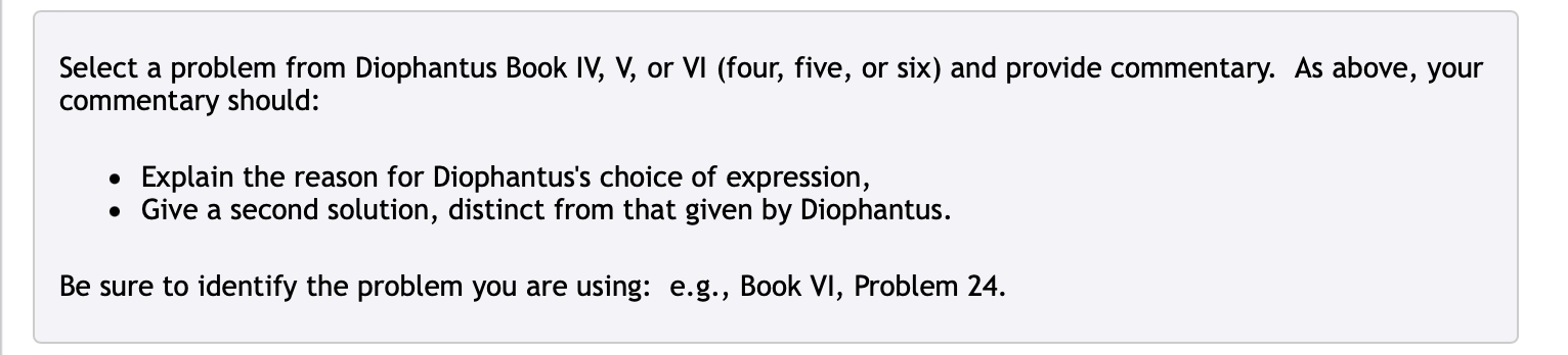 Solved Select a problem from Diophantus Book IV, V, or VI | Chegg.com