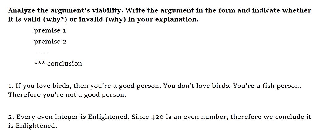 Solved Analyze the argument's viability. Write the argument | Chegg.com