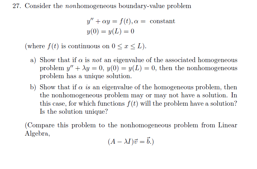 Solved 27. Consider the nonhomogeneous boundary-value | Chegg.com