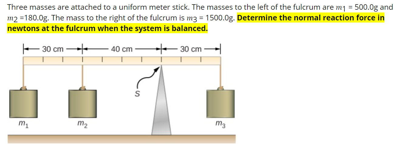Solved Three masses are attached to a uniform meter stick. | Chegg.com
