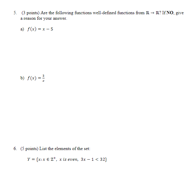 Solved 5. (3 points) Are the following functions | Chegg.com