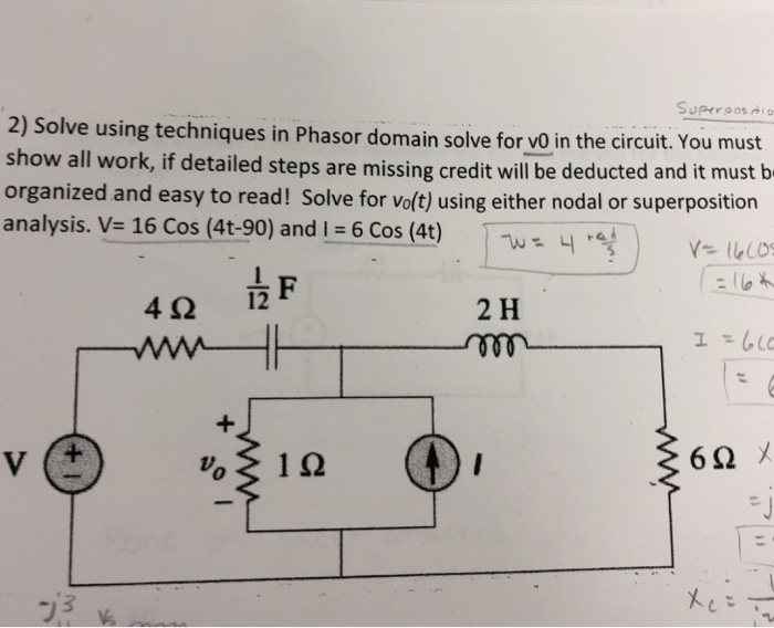 Solved Superposic 2) Solve using techniques in Phasor domain | Chegg.com