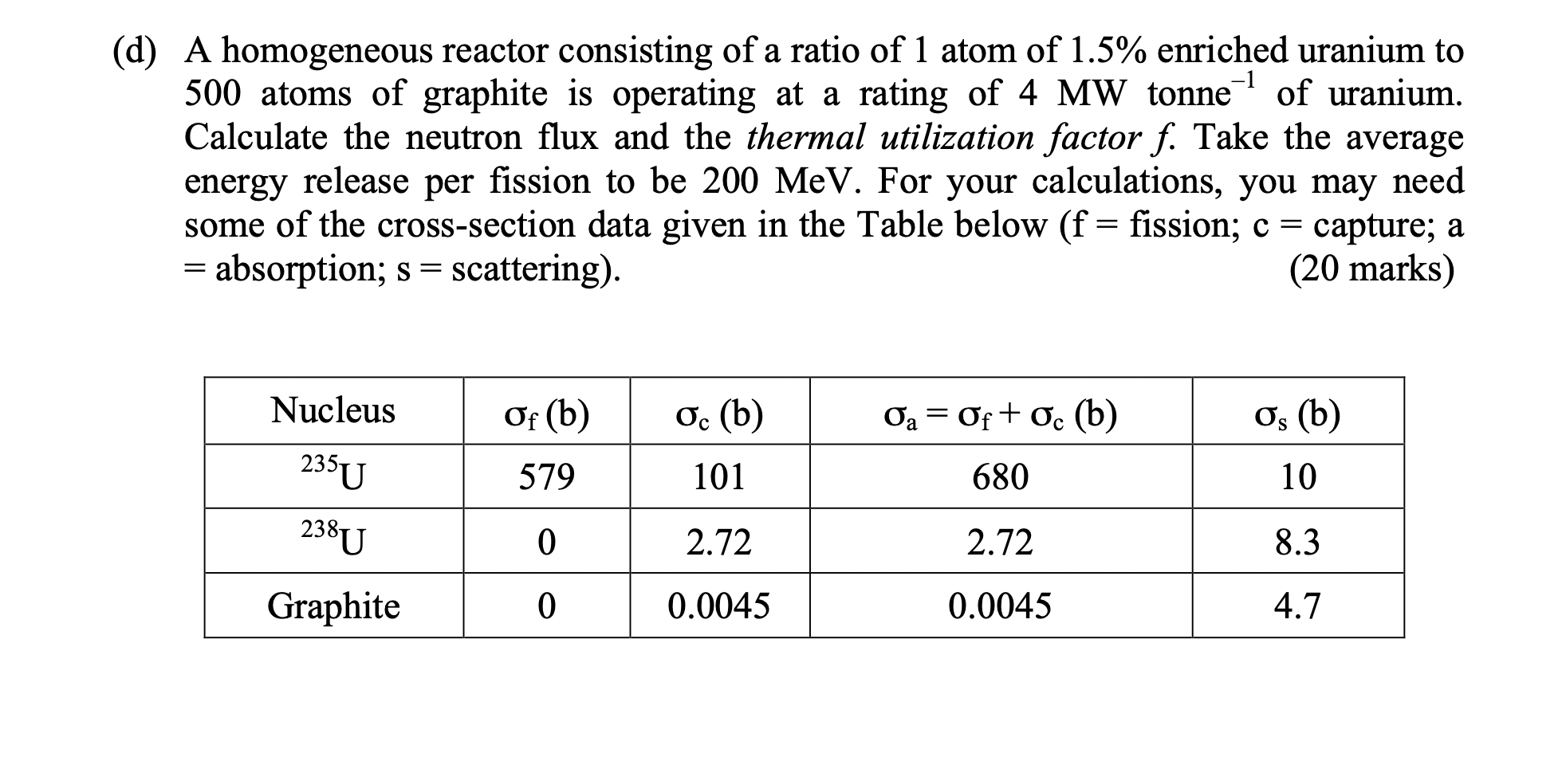 (d) A homogeneous reactor consisting of a ratio of 1 | Chegg.com
