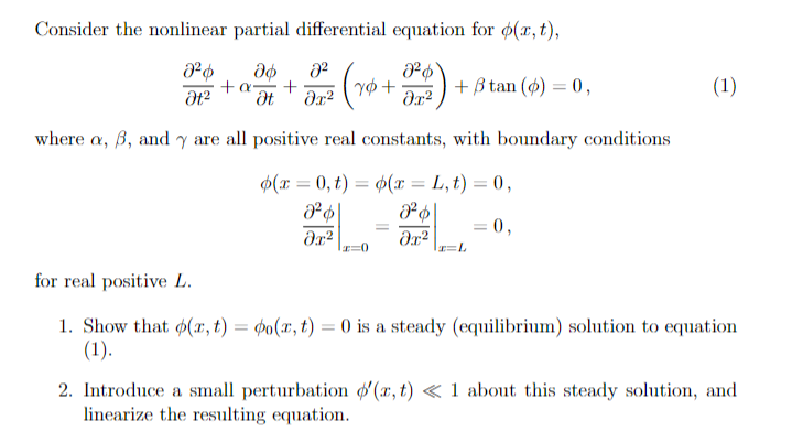 Consider the nonlinear partial differential equation | Chegg.com