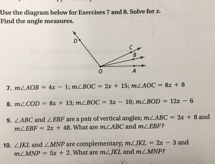 Solved Use the diagram below for Exercises 7 and 8. Solve | Chegg.com