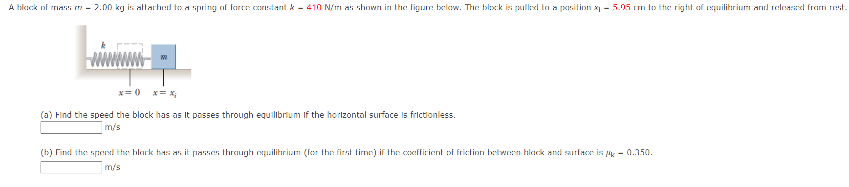 Solved (a) Find the speed the block has as it passes through | Chegg.com