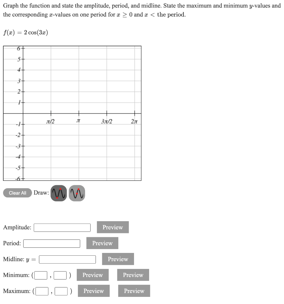 Solved Graph the function and state the amplitude, period, | Chegg.com