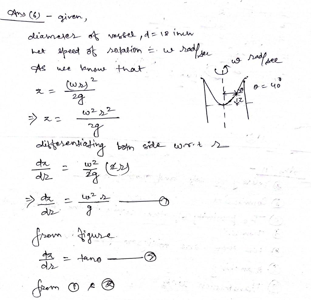 Solved From the question: An open vessel 18 in in diameter | Chegg.com