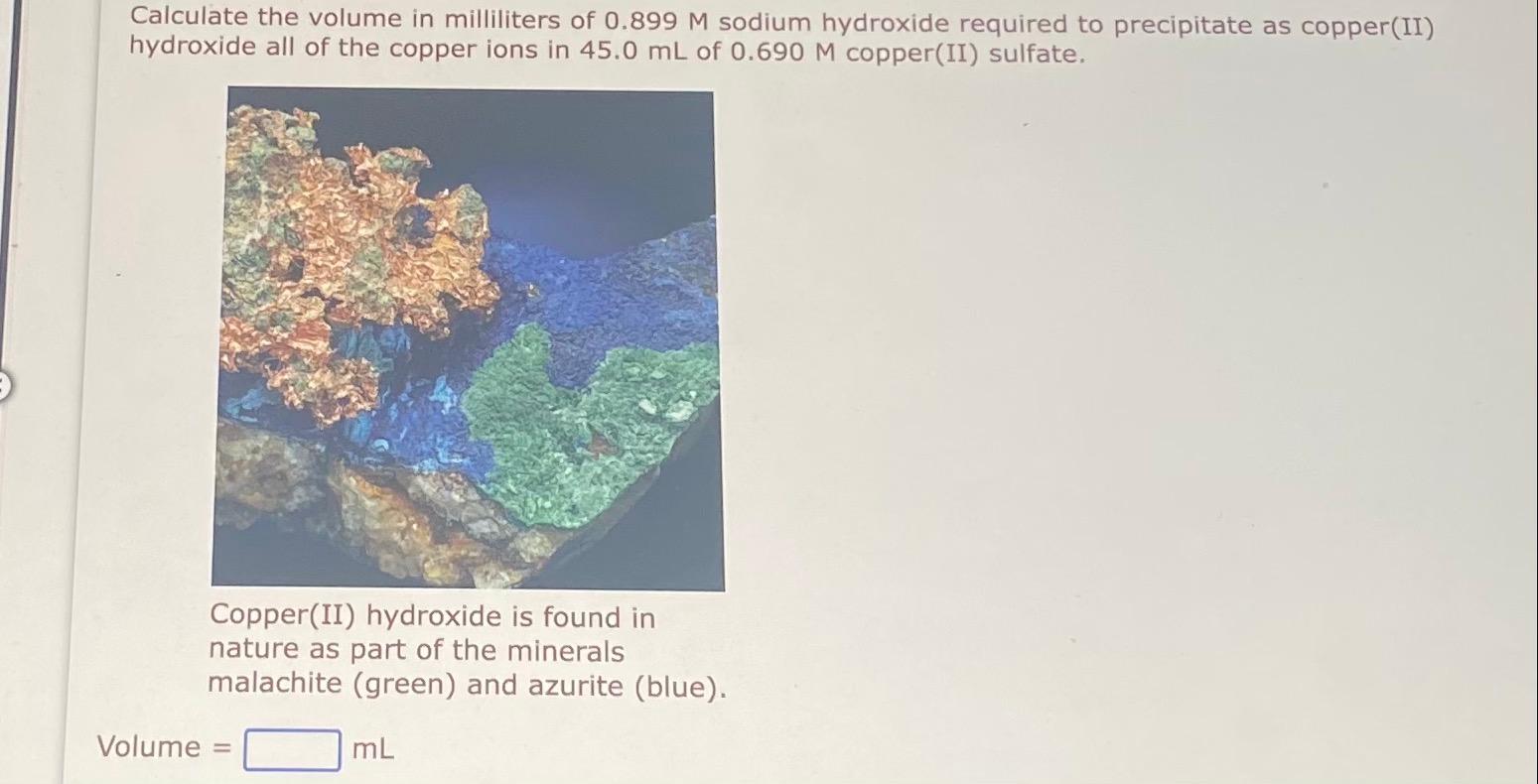 Solved Calculate the volume in milliliters of 0.899 M sodium | Chegg.com