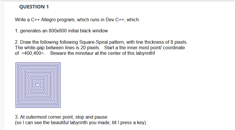 Solved QUESTION 1 Write a C++ Allegro program, which runs in | Chegg.com