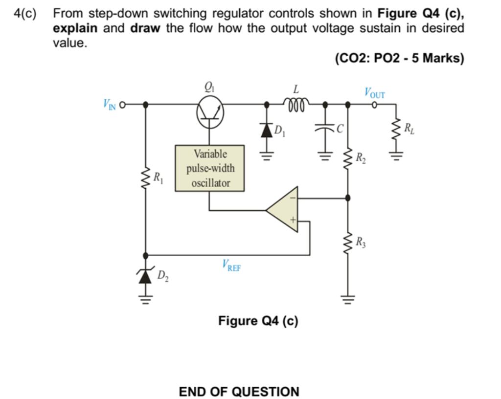 Solved 4(c) From step-down switching regulator controls | Chegg.com