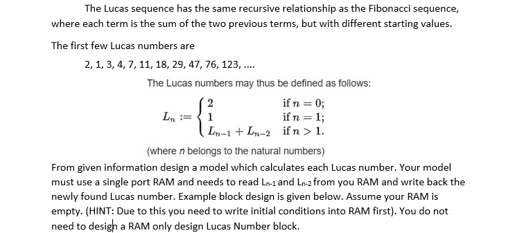 Solved The Lucas sequence has the same recursive | Chegg.com