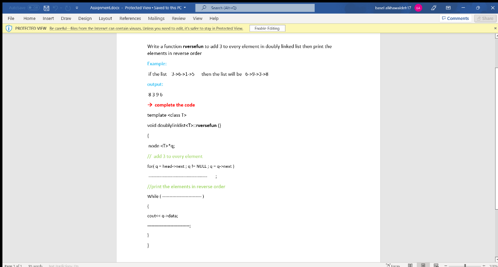 Solved AutoSave off 8 Search (Alt+Q) Assignment.docx - | Chegg.com