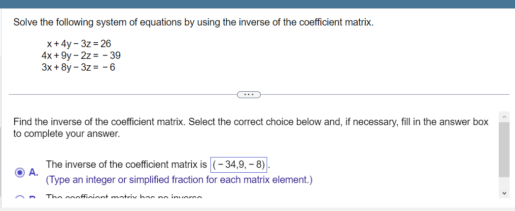 Solved Solve the following system of equations by using the | Chegg.com