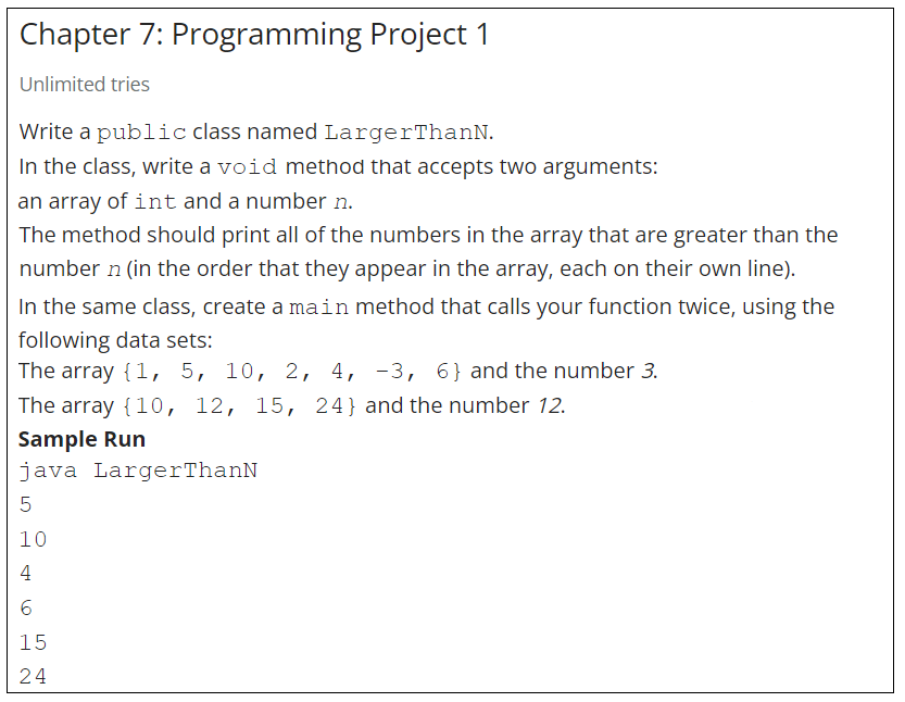 Solved Chapter 7: Programming Project 1 Unlimited tries | Chegg.com