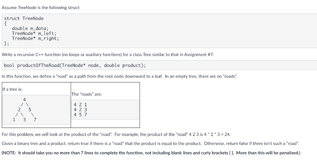 Solved Assume TreeNode is the following struct: struct | Chegg.com