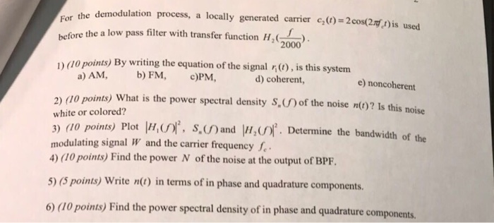 Solved Problem In an analog communication system given | Chegg.com