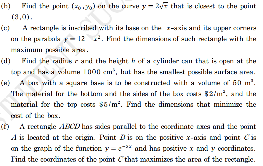 applied optimization problems: Every letter is it's | Chegg.com