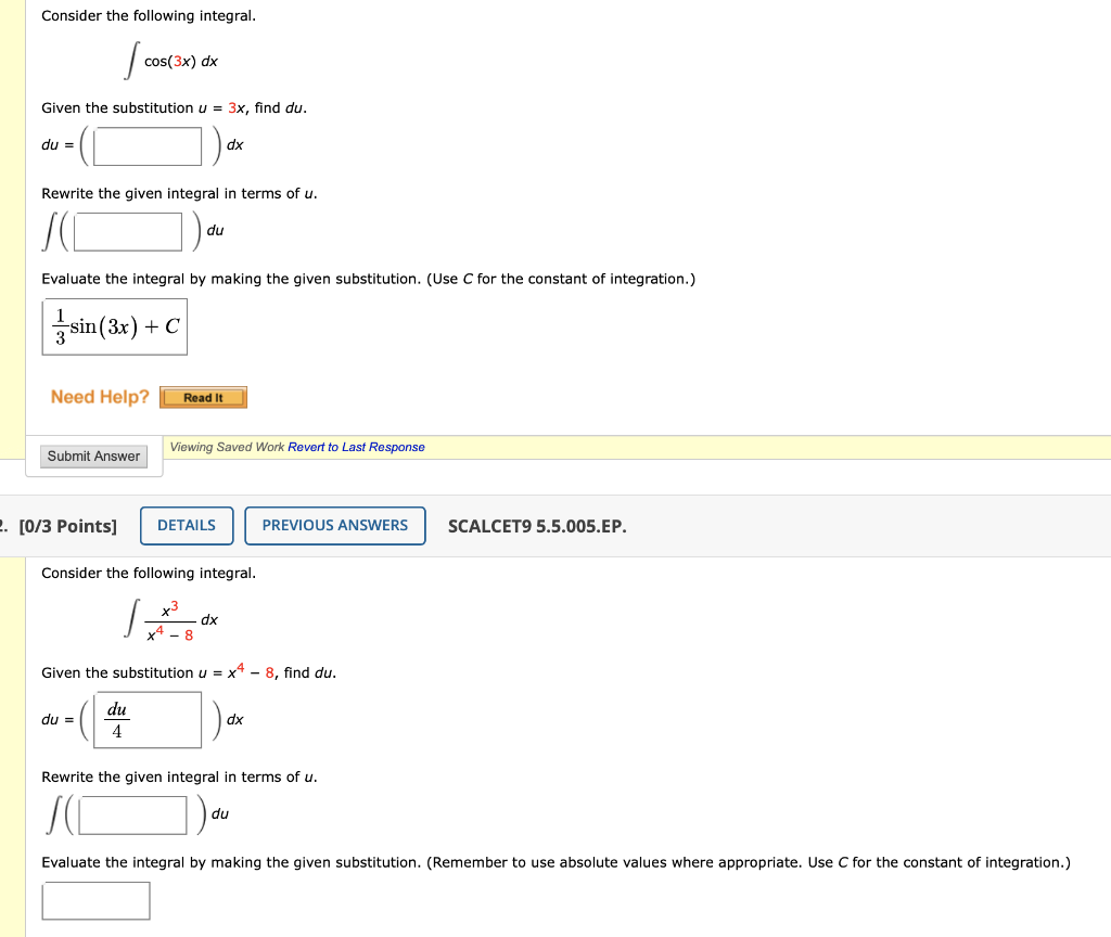 Solved Consider the following integral. cos(3x) dx Given the | Chegg.com Solved Consider the following integral. cos(3x) dx Given the | Chegg.com