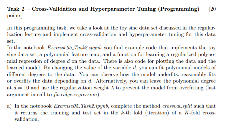 Cross-Validation and Hyperparameter Tuning | Chegg.com