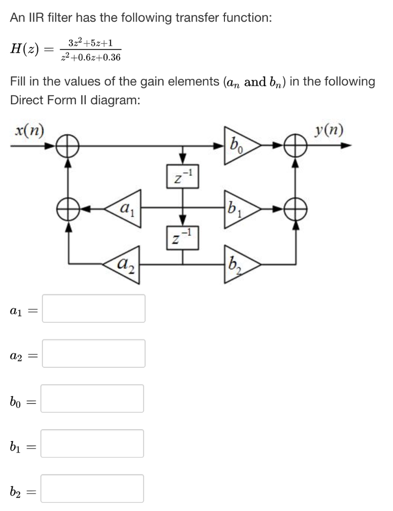 Solved An IIR filter has the following transfer function: | Chegg.com