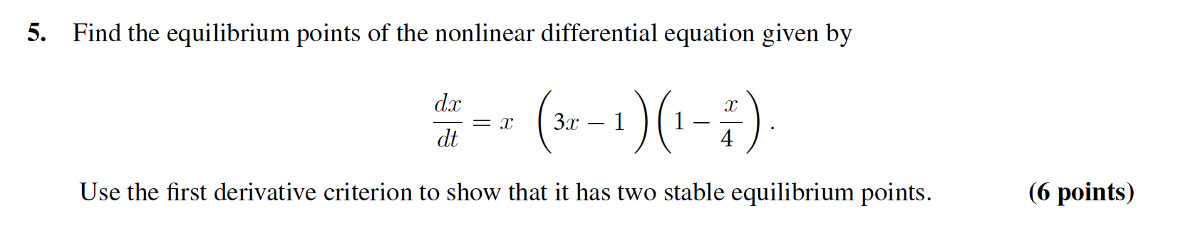 Solved 5. Find the equilibrium points of the nonlinear | Chegg.com