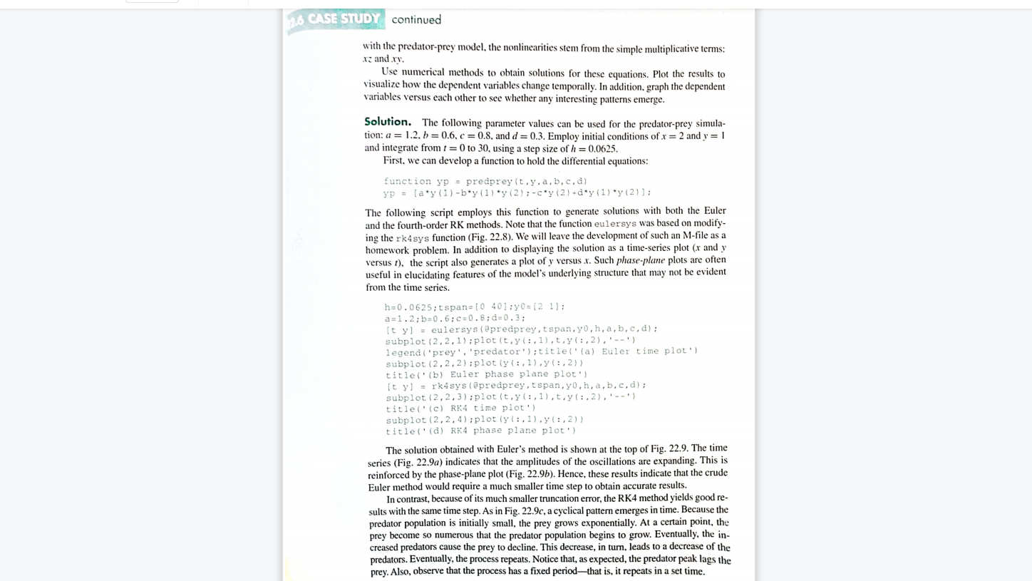 Solved Based on the case study of Predator-Prey models & | Chegg.com