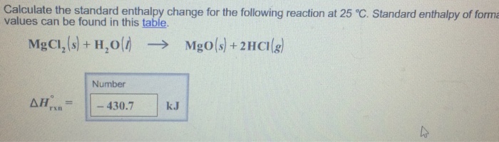 Solved Calculate the standard enthalpy change for the | Chegg.com