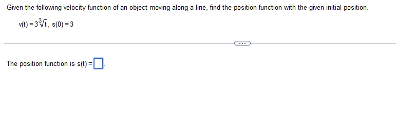 Solved Given the following velocity function of an object | Chegg.com