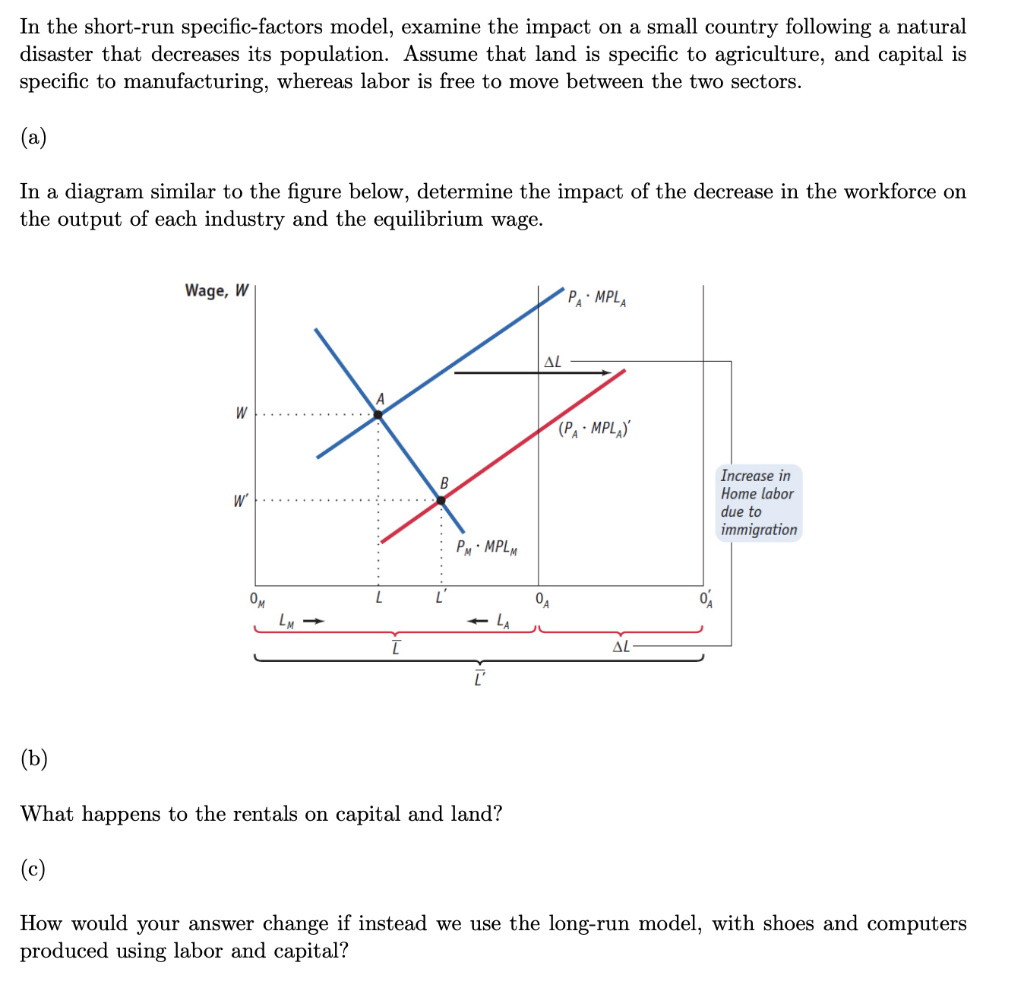 In the short-run specific-factors model, examine the | Chegg.com
