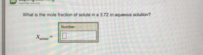 Solved What is the mole fraction of solute in a 3.72 m | Chegg.com