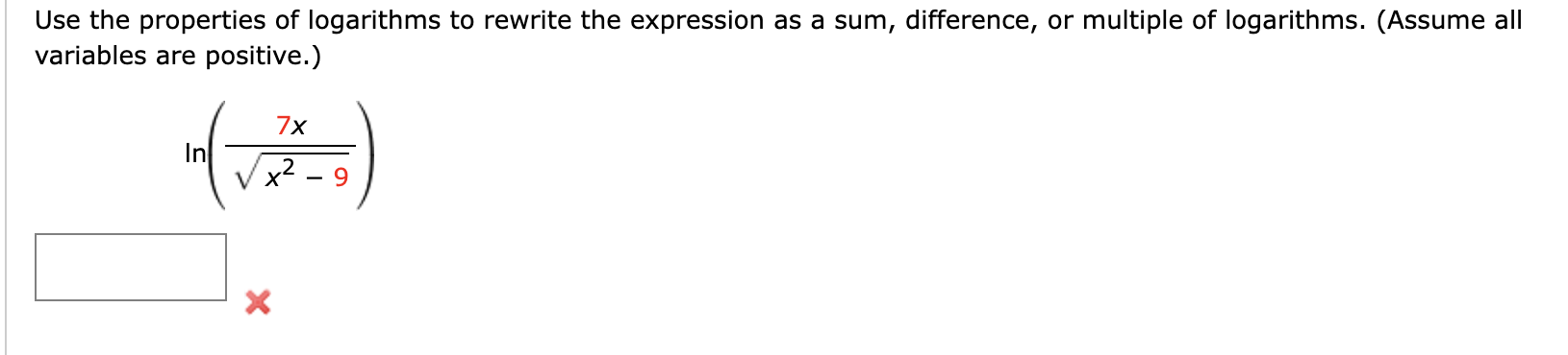 Solved Use the properties of logarithms to rewrite the | Chegg.com
