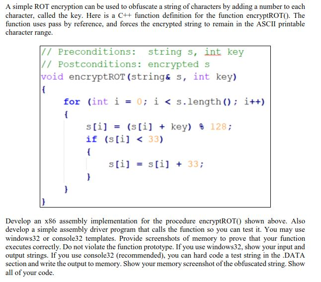 A simple ROT encryption can be used to obfuscate a | Chegg.com