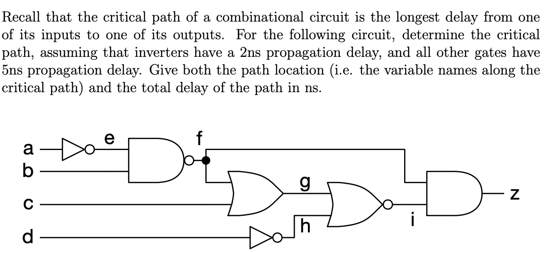 Solved Recall that the critical path of a combinational | Chegg.com