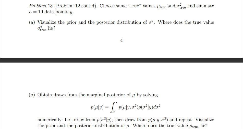 Problem 13 (Problem 12 cont'd). Choose some "true" | Chegg.com