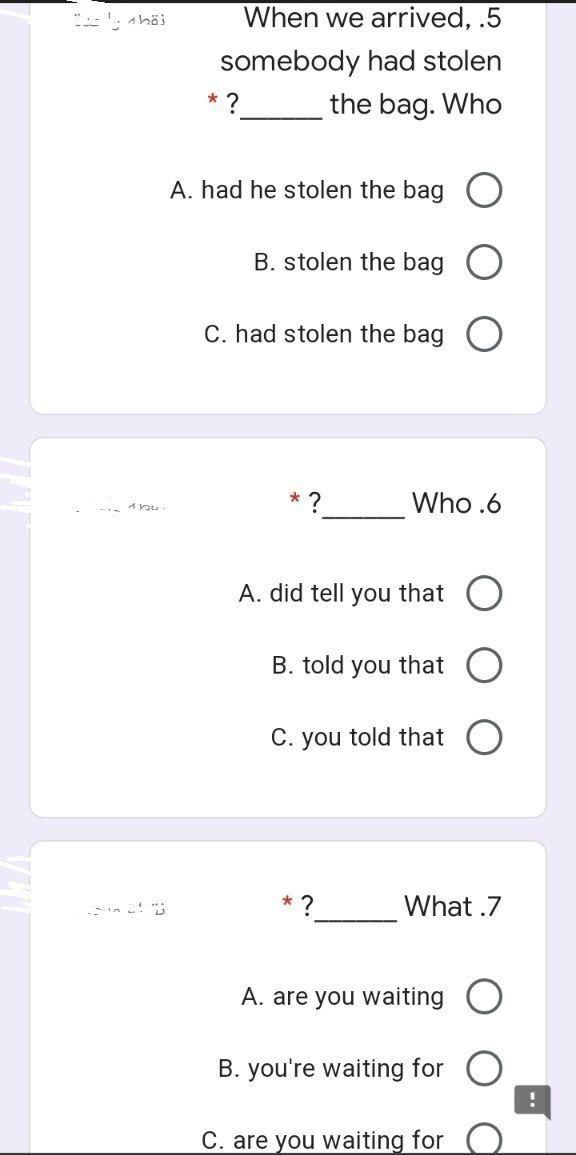 Solved When we arrived, .5 somebody had stolen ? the bag. | Chegg.com