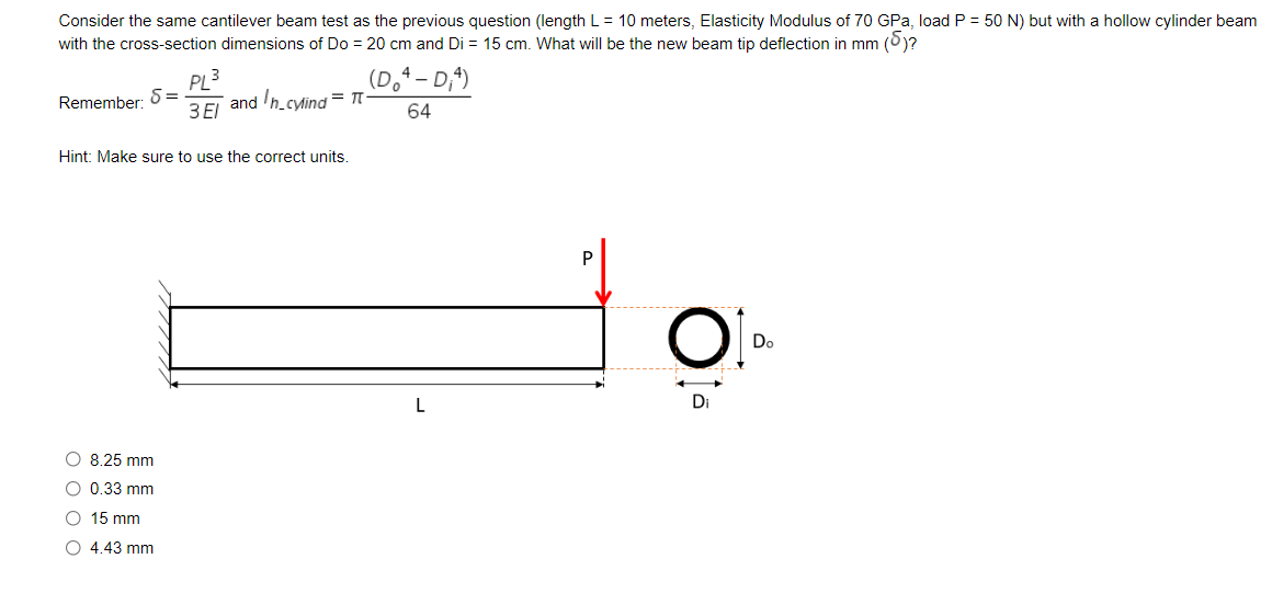 Solved Consider the same cantilever beam test as the | Chegg.com