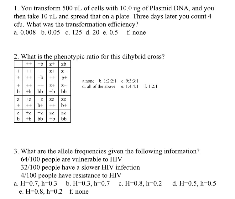 Solved 1. You transform 500 uL of cells with 10.0 ug of | Chegg.com