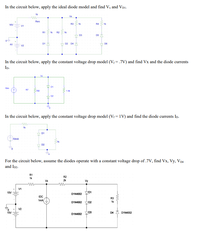Solved In the circuit below, apply the ideal diode model and | Chegg.com