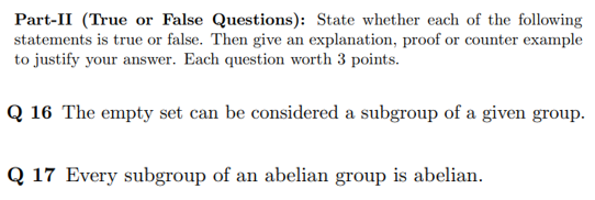 Solved Part-II (True or False Questions): State whether each | Chegg.com