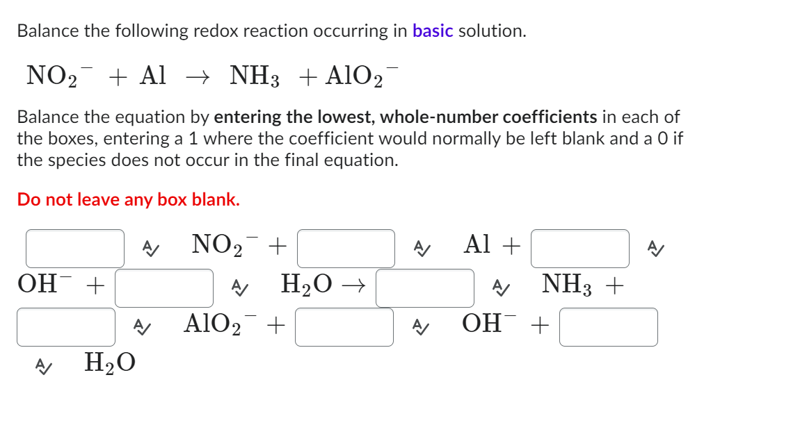 Solved Balance the following redox reaction occurring in | Chegg.com