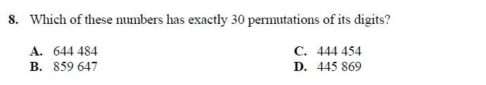 Solved 8. Which of these numbers has exactly 30 permutations | Chegg.com
