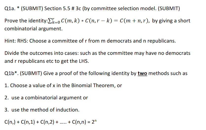 Solved Q1a. * (SUBMIT) Section 5.5 \# 3c (by committee | Chegg.com