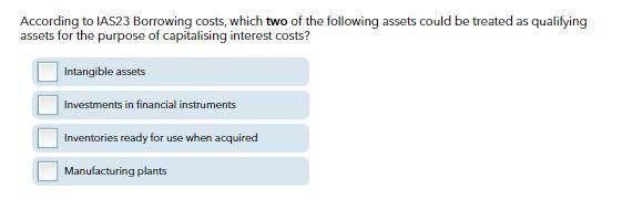 According to IAS23 Borrowing costs, which two of the | Chegg.com