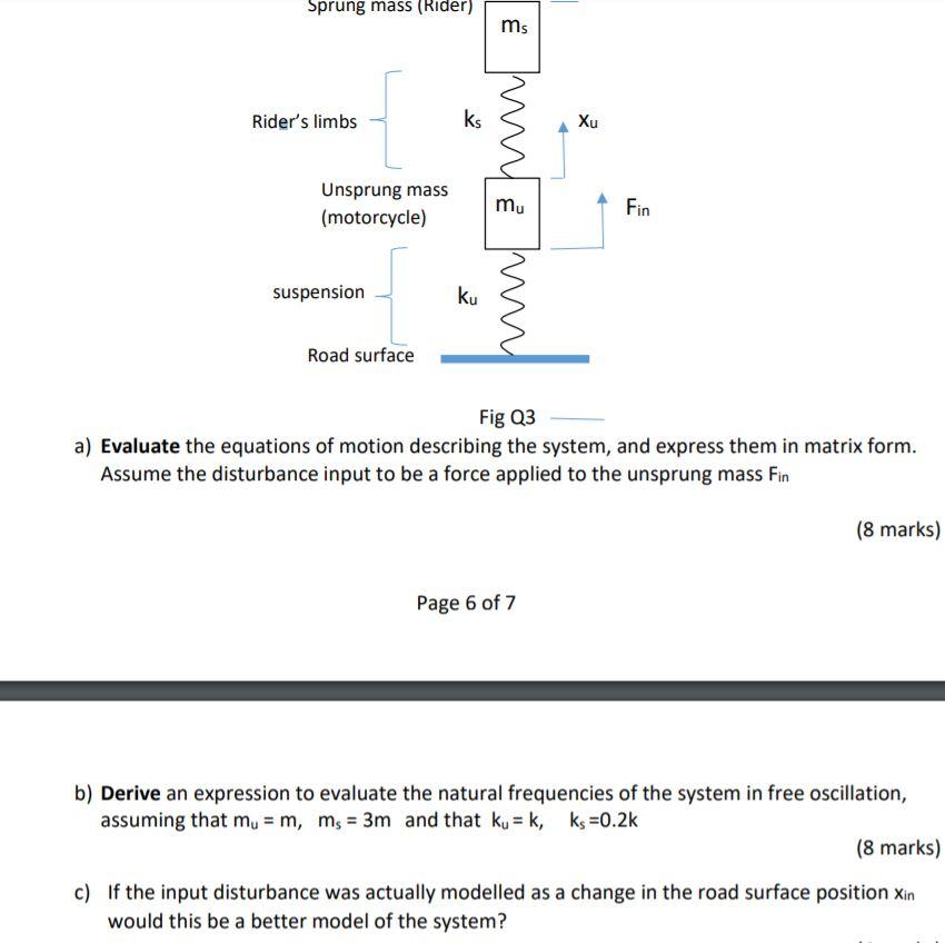 Shown in Fig Q3 below is a lumped parameter model | Chegg.com