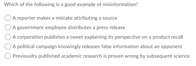 Solved Which of the following is a good example of | Chegg.com