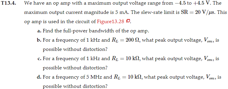Solved T13.4. We have an op amp with a maximum output | Chegg.com